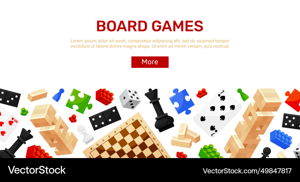 Board games landing page internet promo web banner