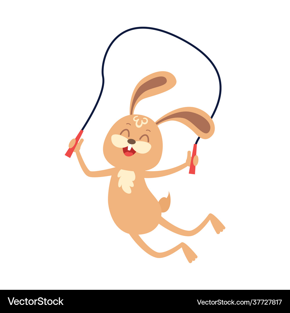 Cartoon joyful bunny jumping rope Royalty Free Vector Image