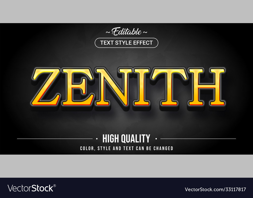 Editable text style effect - zenith theme Vector Image