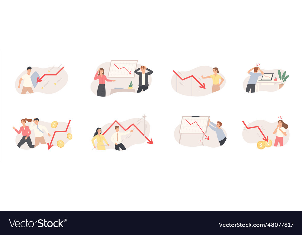 Finance decrease and crisis graph falling down Vector Image