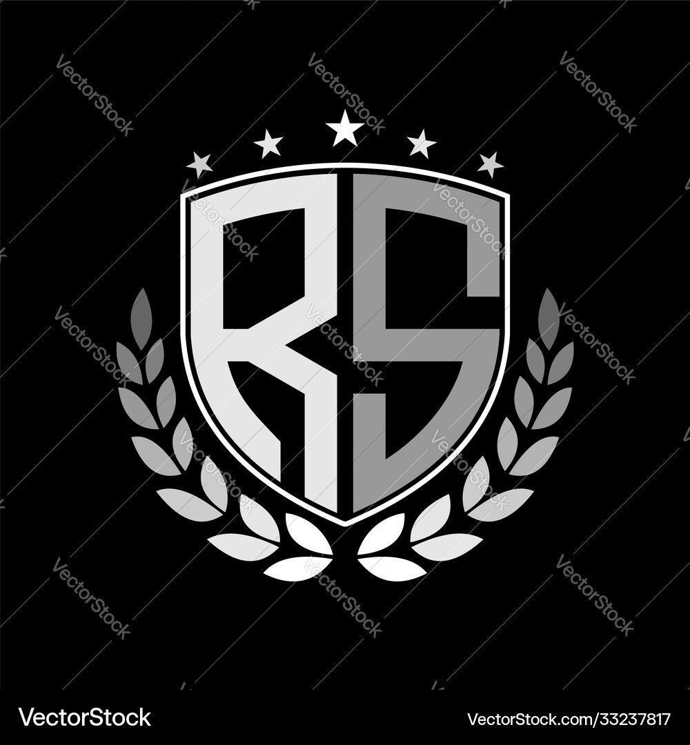Initials inspiration letter r s logo shield badge Vector Image