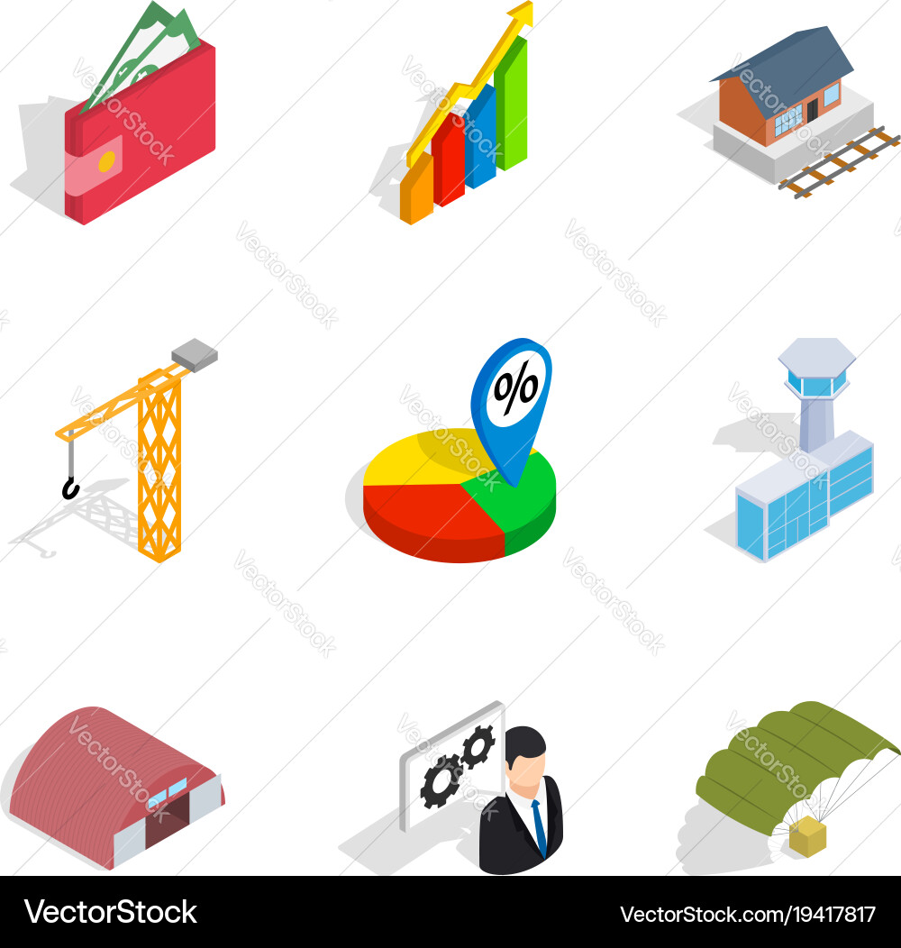 Net profit icons set isometric style Royalty Free Vector