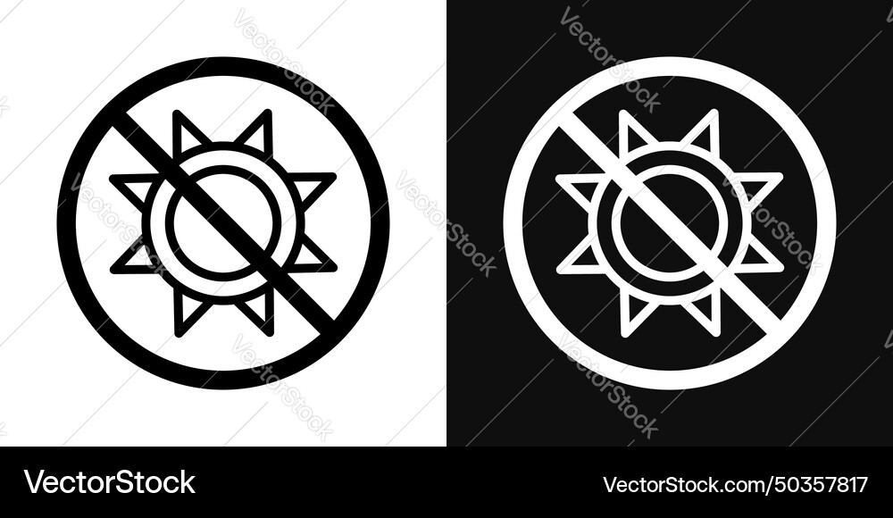 No sun icon setforbidden sunlight exposure symbol Vector Image