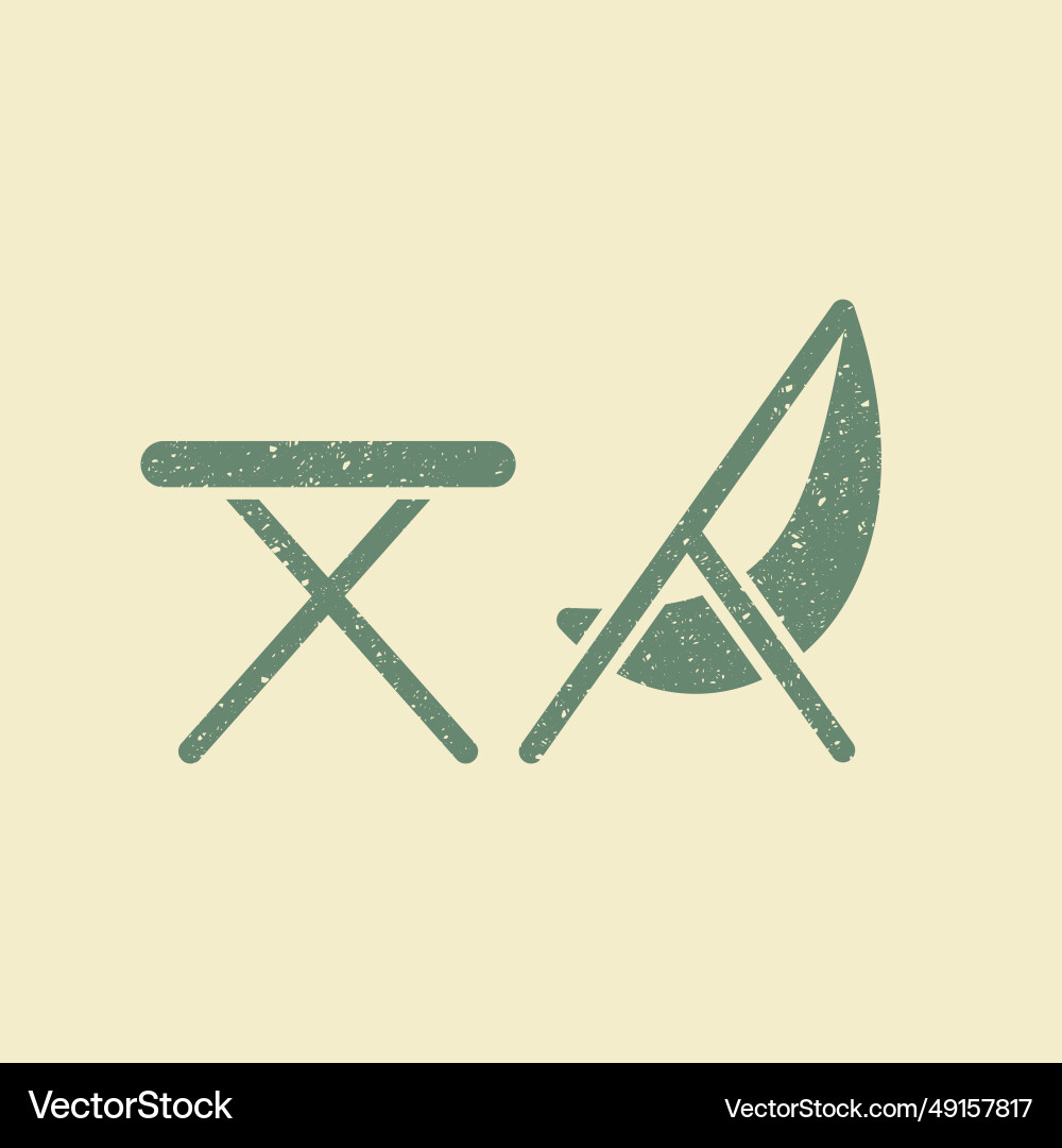 Picnic camping table and folding chair simple Vector Image