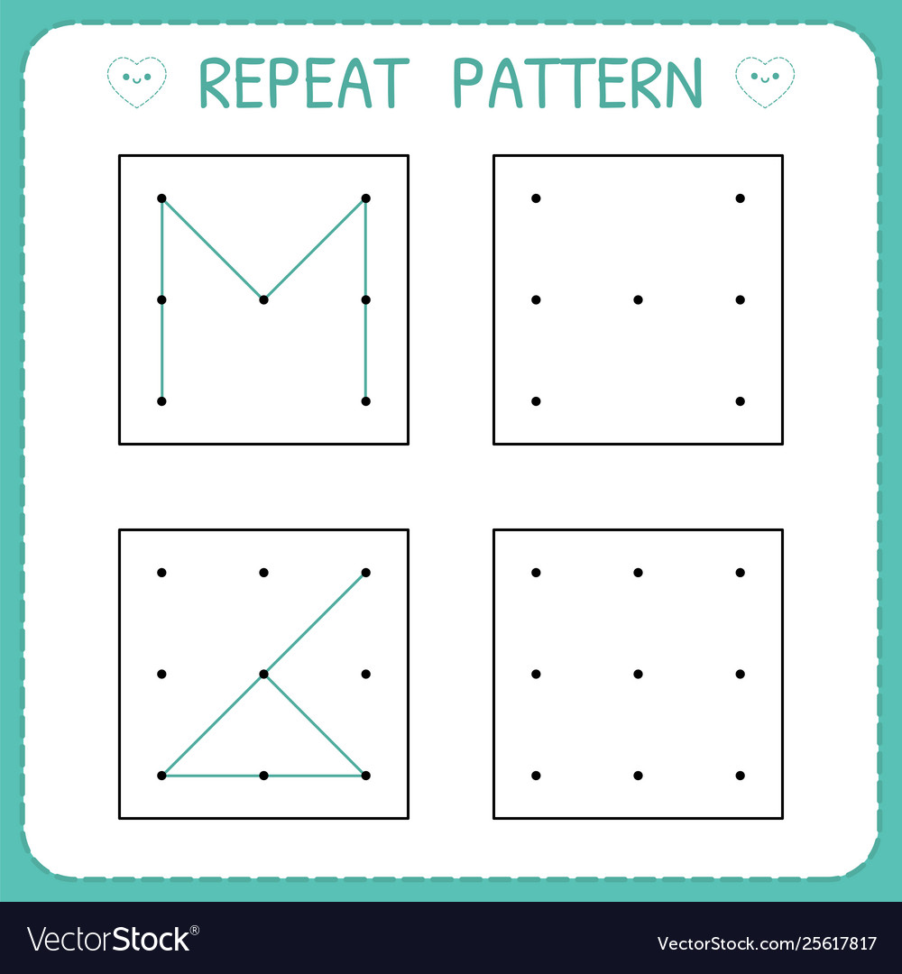 Repeat pattern preschool worksheet for practicing Vector Image