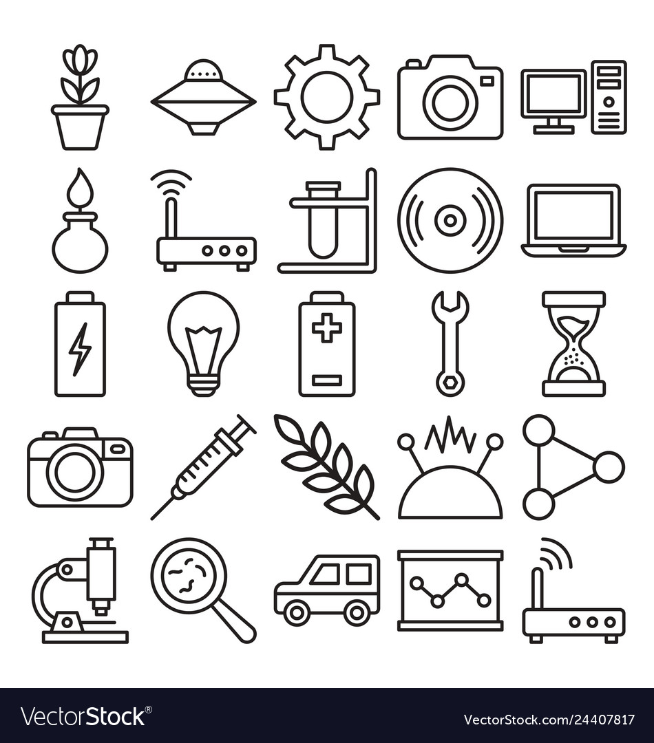 Science and technology isolated icons set Vector Image