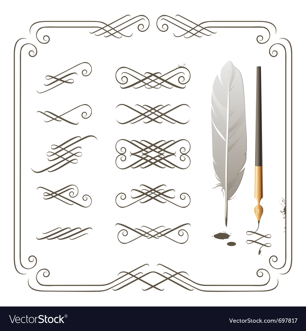 Set calligraphy design elements Royalty Free Vector Image