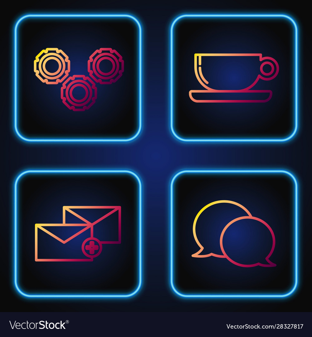 Set line speech bubble chat envelope gear Vector Image Set line speech bubble chat envelope gear Vector Image