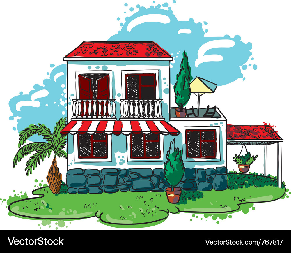 Sketchy doodle hand-drawn house cottage Royalty Free Vector