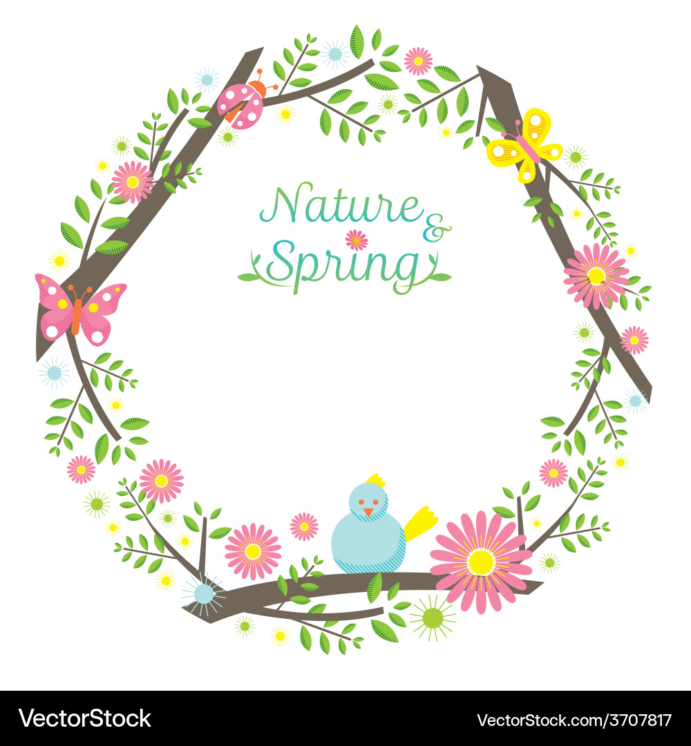 Spring Season Icons Wreath Royalty Free Vector Image
