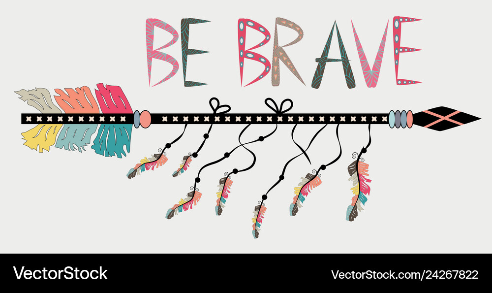 Be brave inspirational quote modern calligraphy Vector Image
