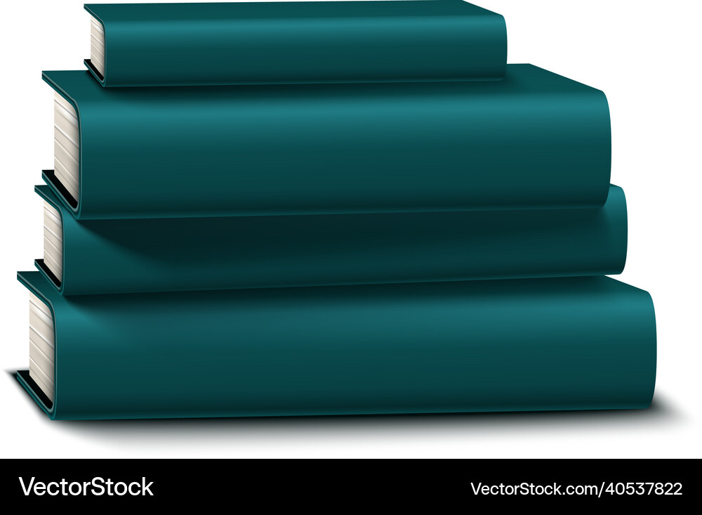 Book stack mockup heap of green hardcovers Vector Image