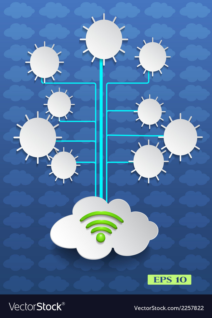 Cloud computing on blue background Royalty Free Vector Image