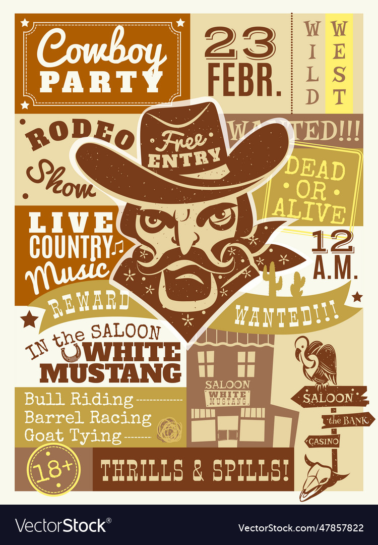 Cowboy poster cowboy poster Royalty Free Vector Image