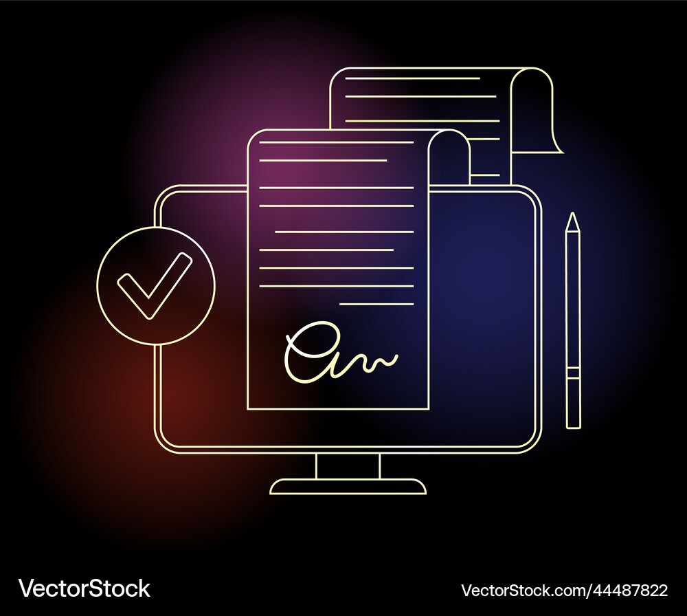 Digital signature signing Royalty Free Vector Image