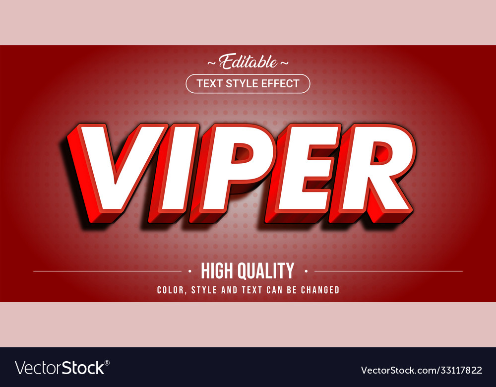 Editable text style effect - viper theme Vector Image