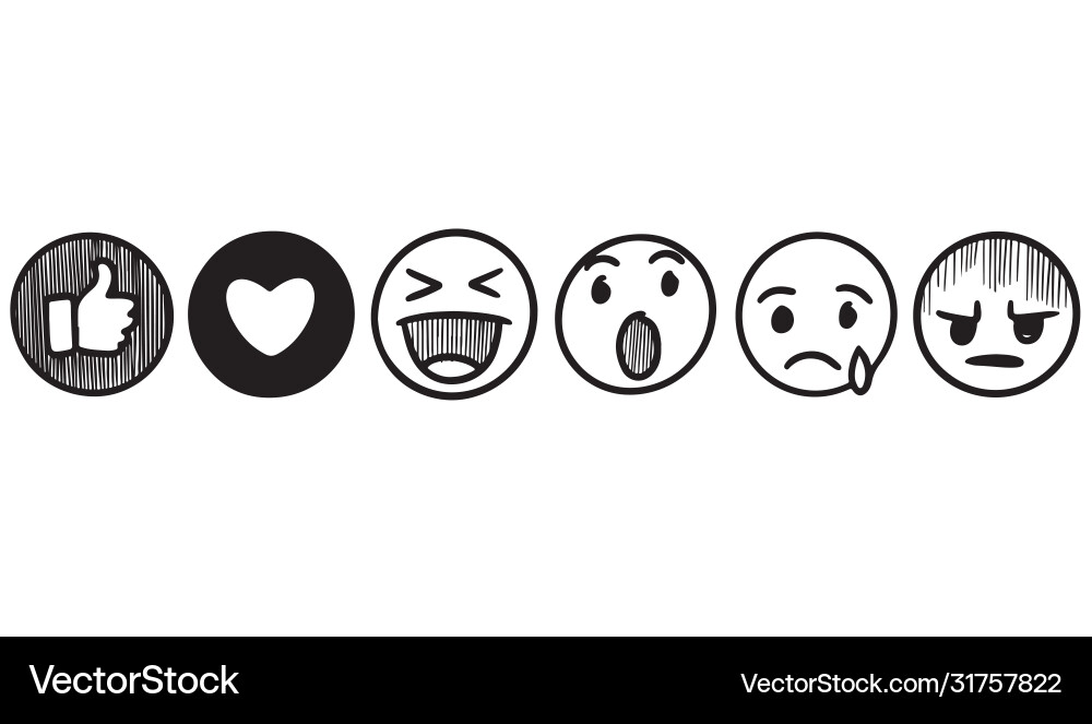 Hand drawn emoticons comment social media chat Vector Image