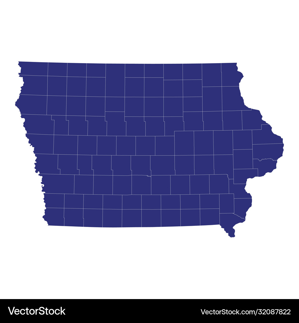 Iowa County Map - State Outline Royalty Free Vector Image