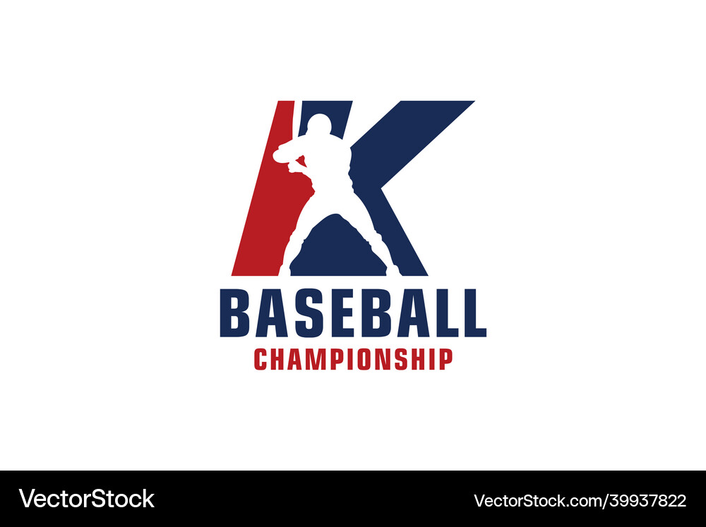 Letter k with baseball logo design design Vector Image