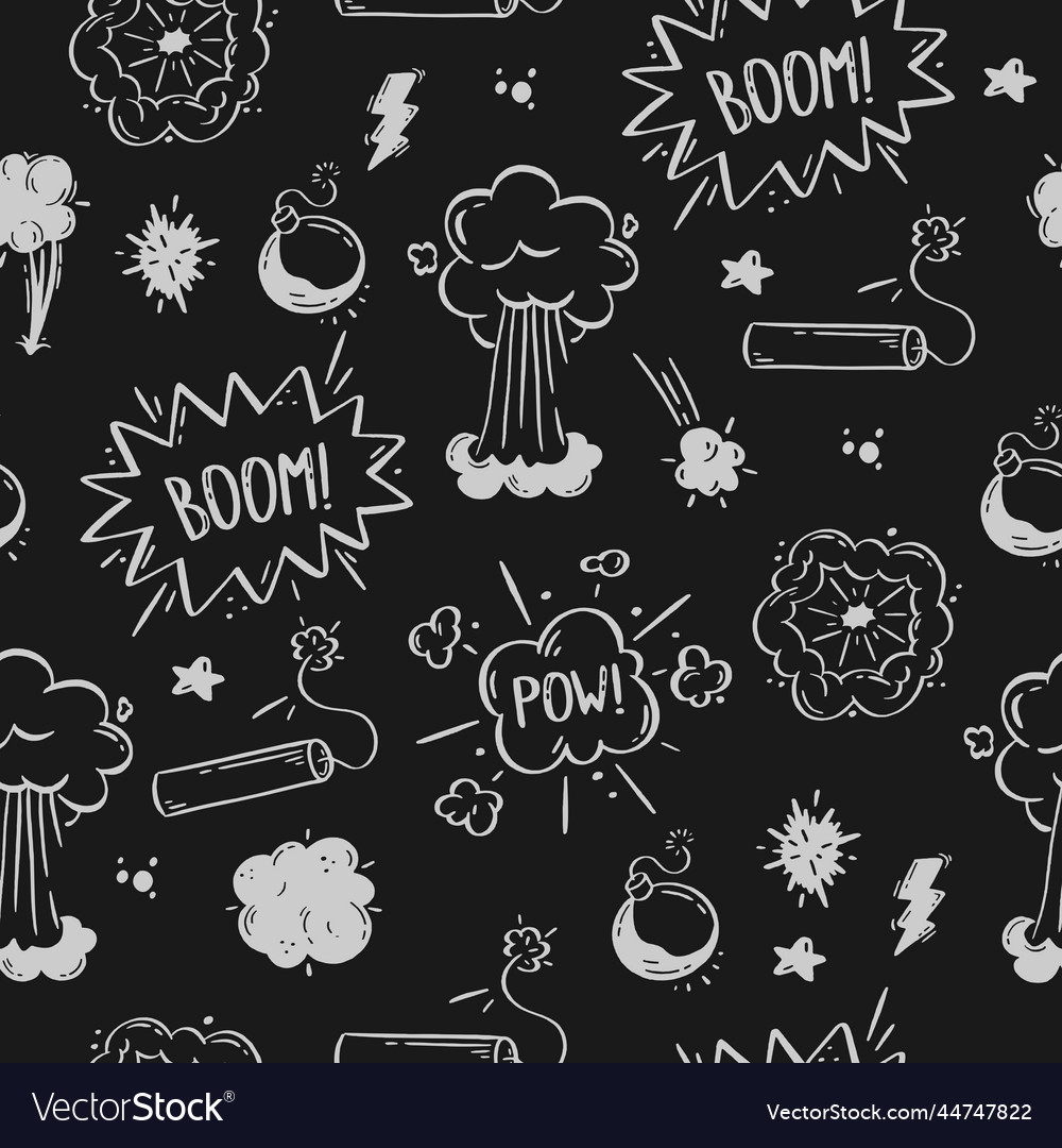 Pattern cosmic explosion and bombs speech bubbles Vector Image