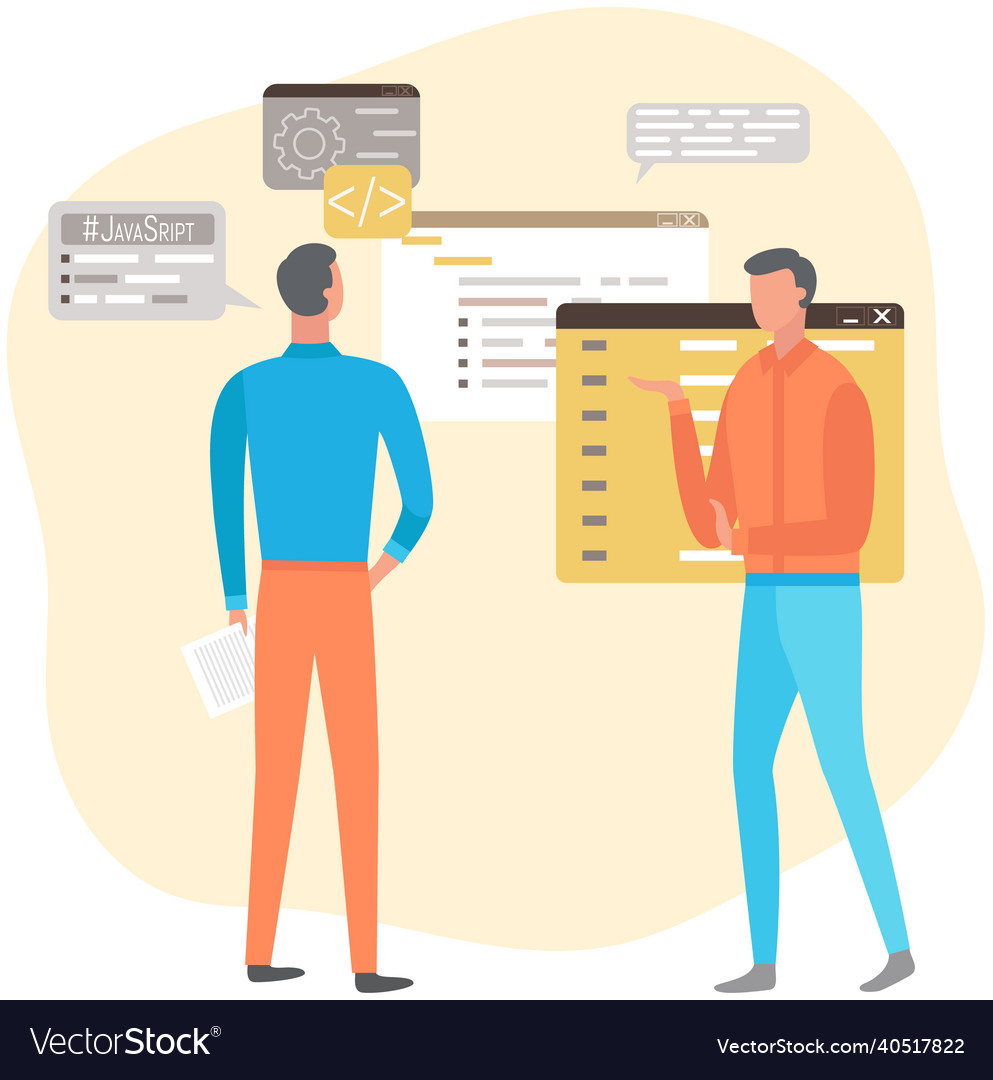 Programmer engineering and coding set Royalty Free Vector