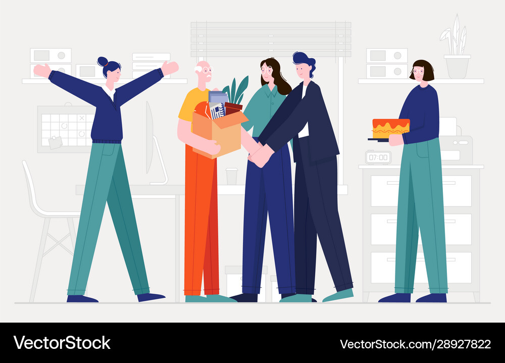 Retirement his colleagues Royalty Free Vector Image