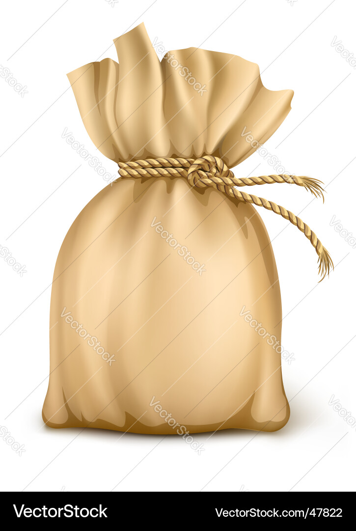 Sack wired by rope isolated Royalty Free Vector Image