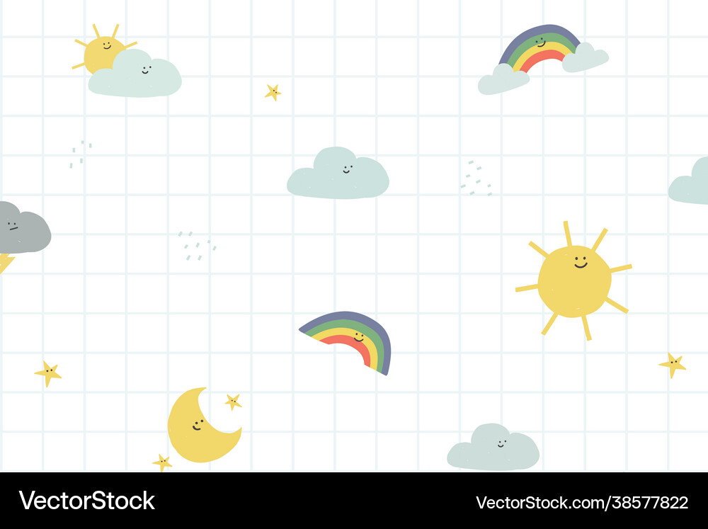 Weather seamless pattern background cute doodle Vector Image