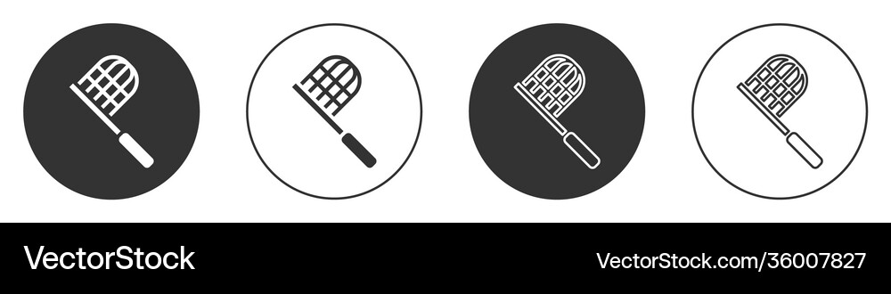 Black butterfly net icon isolated on white Vector Image