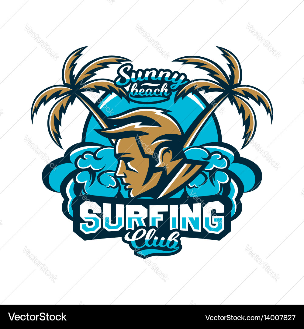 Colorful logo emblem surfer on a background Vector Image