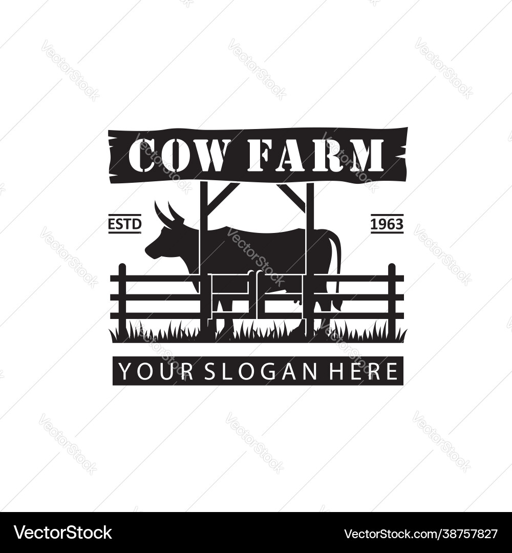 Farm animal cow label Royalty Free Vector Image