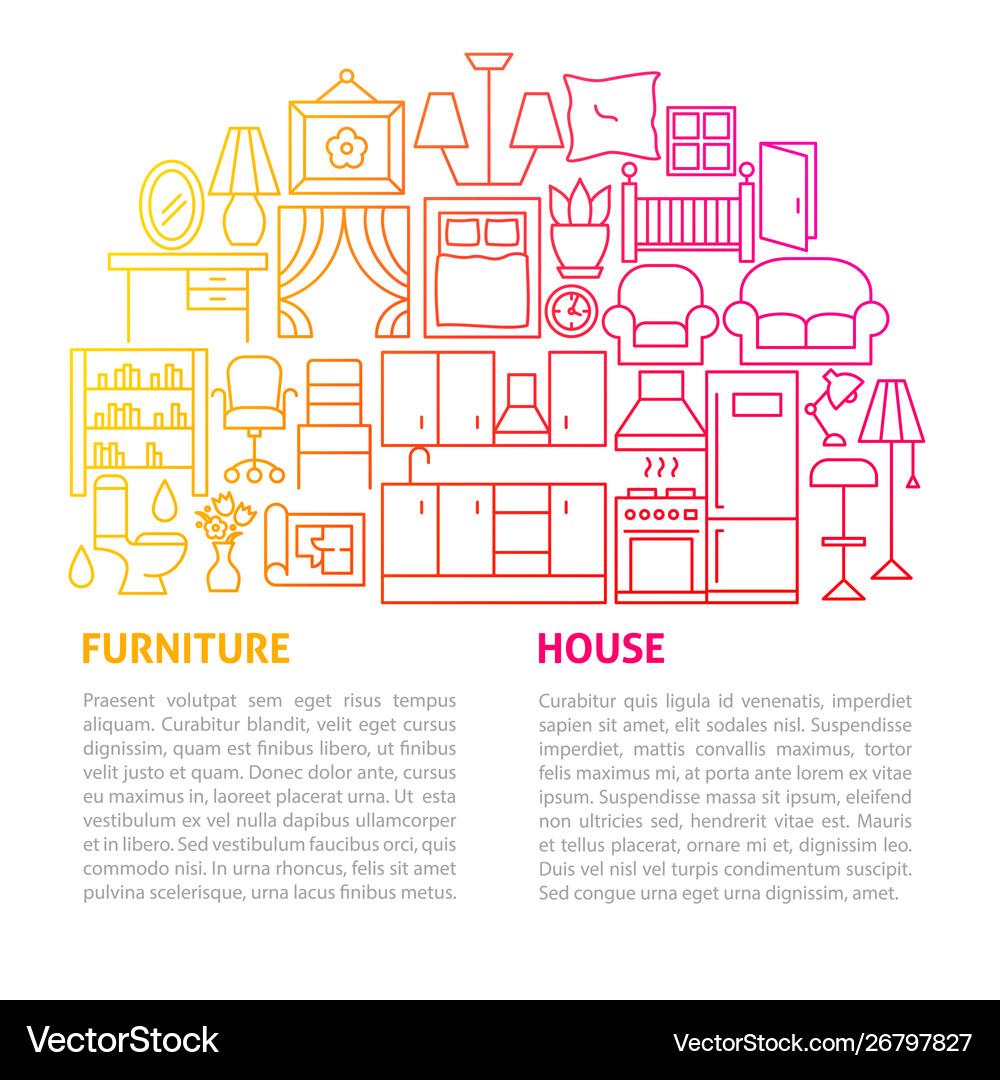 Furniture house line template Royalty Free Vector Image