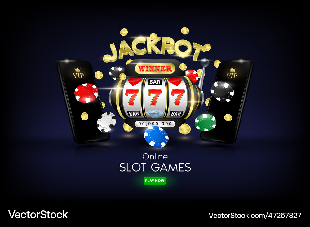 Games slot machine and poker chips Royalty Free Vector Image