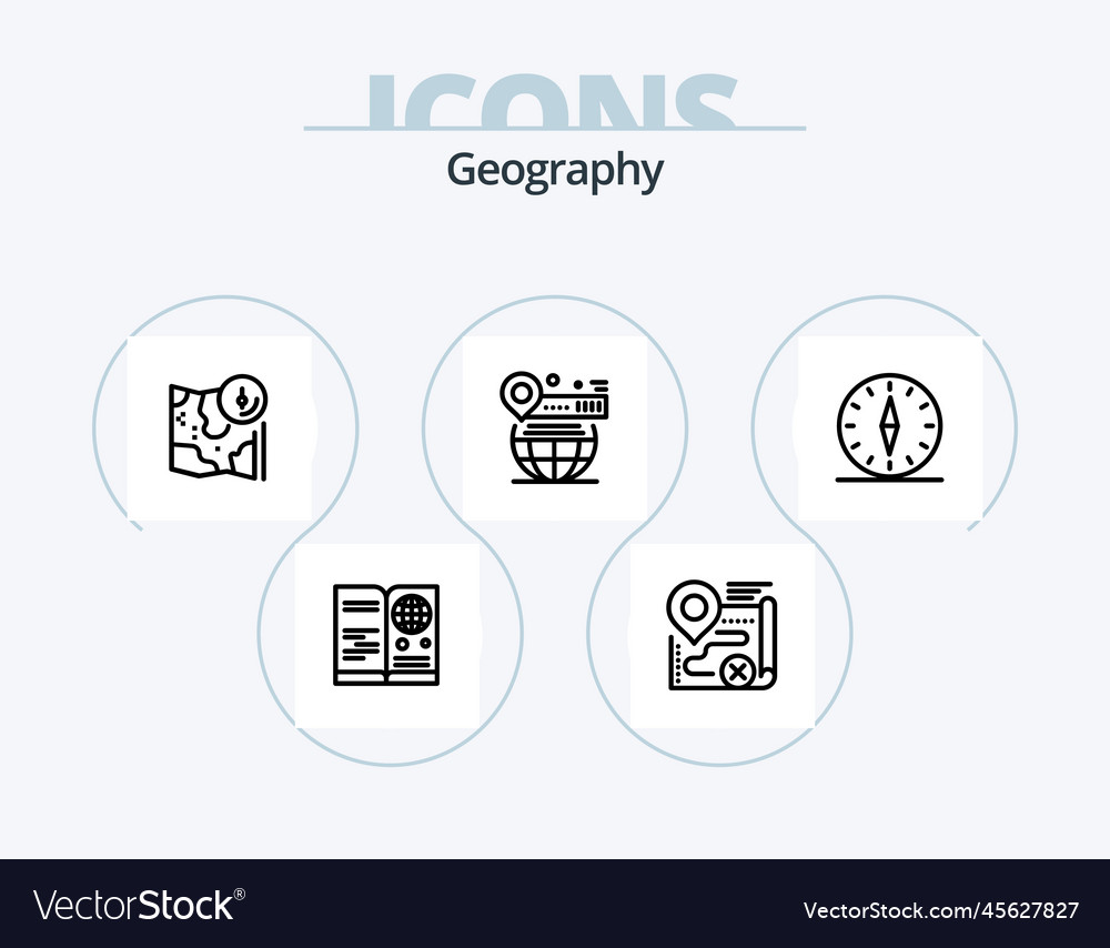 Geo graphy line icon pack 5 icon design world map Vector Image