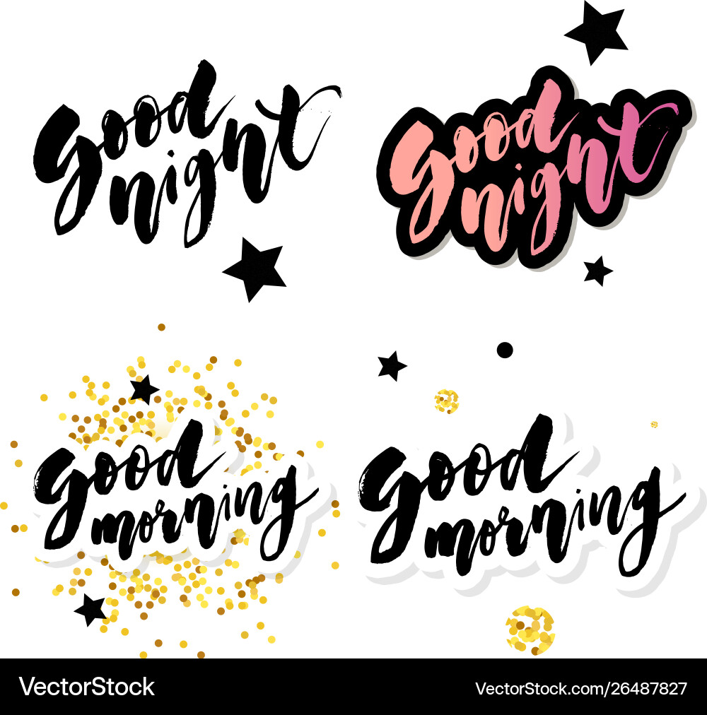 Good morning night lettering text calligraphy Vector Image