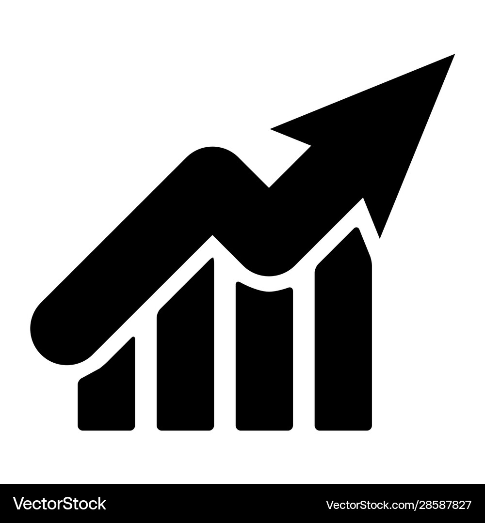 Growth graph up silhouette icon financial chart Vector Image