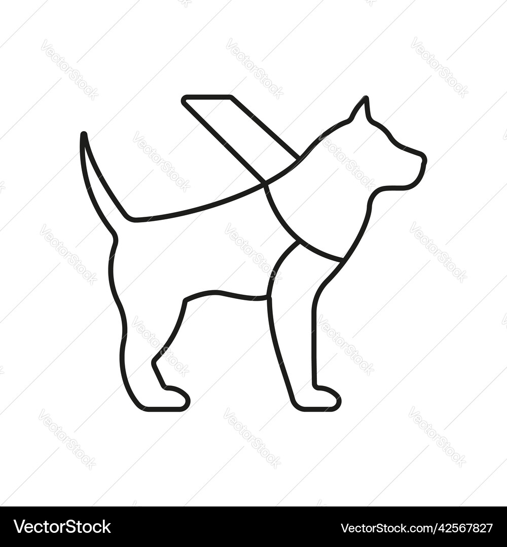 Guide dog service for blind people line icon Vector Image