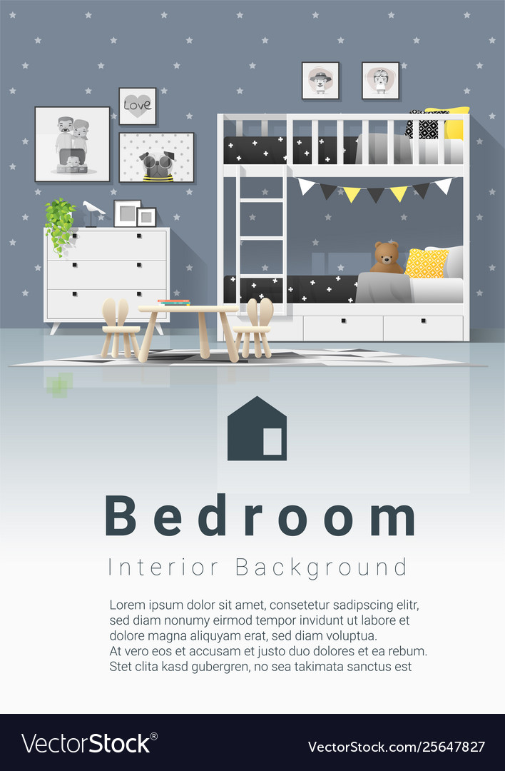 Interior background modern kids bedroom Royalty Free Vector