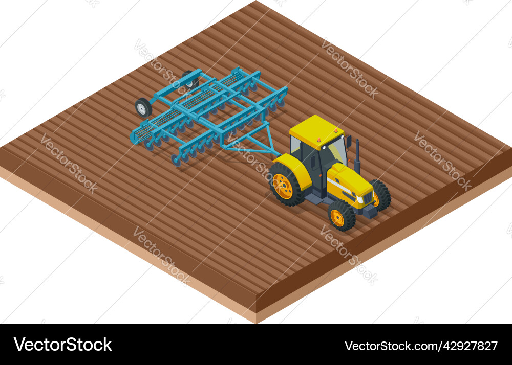 Isometric agricultural cultivator Royalty Free Vector Image