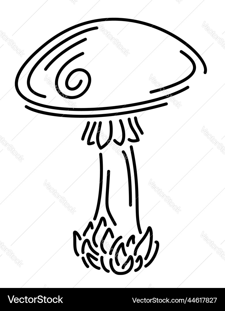 Line art with isolated decorative mushroom Vector Image