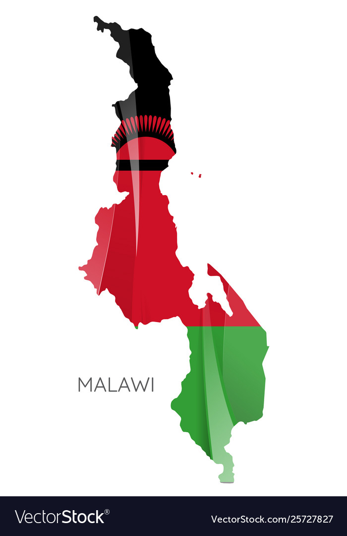 Map Malawi With An Official Flag On White Vector Image
