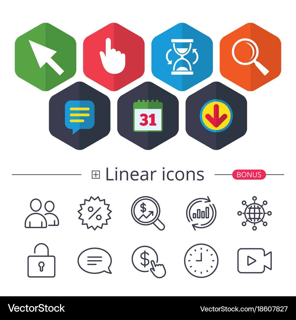 Mouse cursor icon hourglass magnifier glass Vector Image