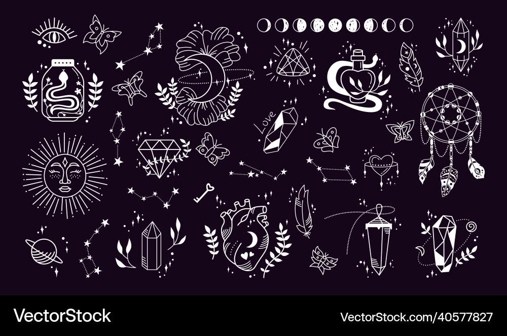 Mystic astrology witch magic symbol doodle Vector Image