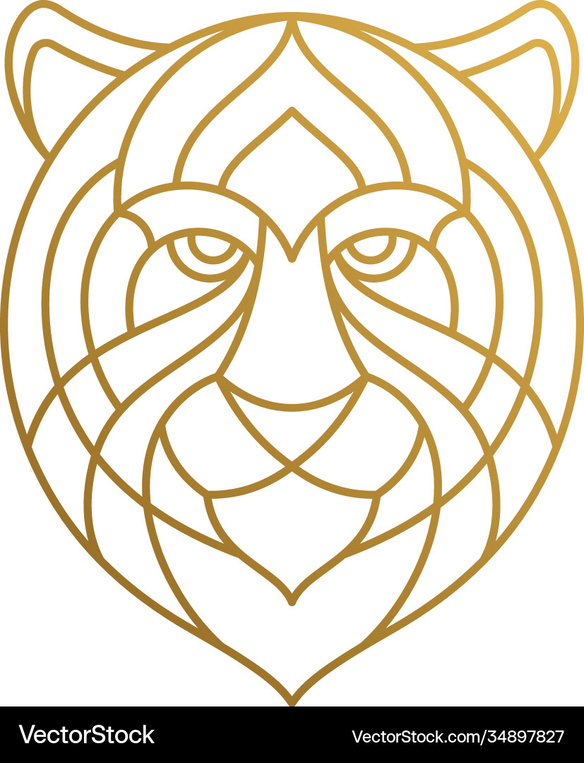 Outline head gorgeous tiger hand drawn Royalty Free Vector