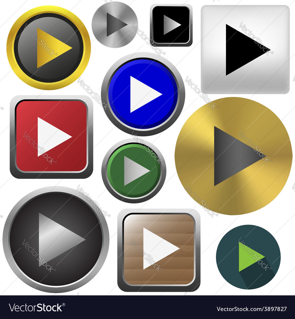 Play button set Royalty Free Vector Image - VectorStock