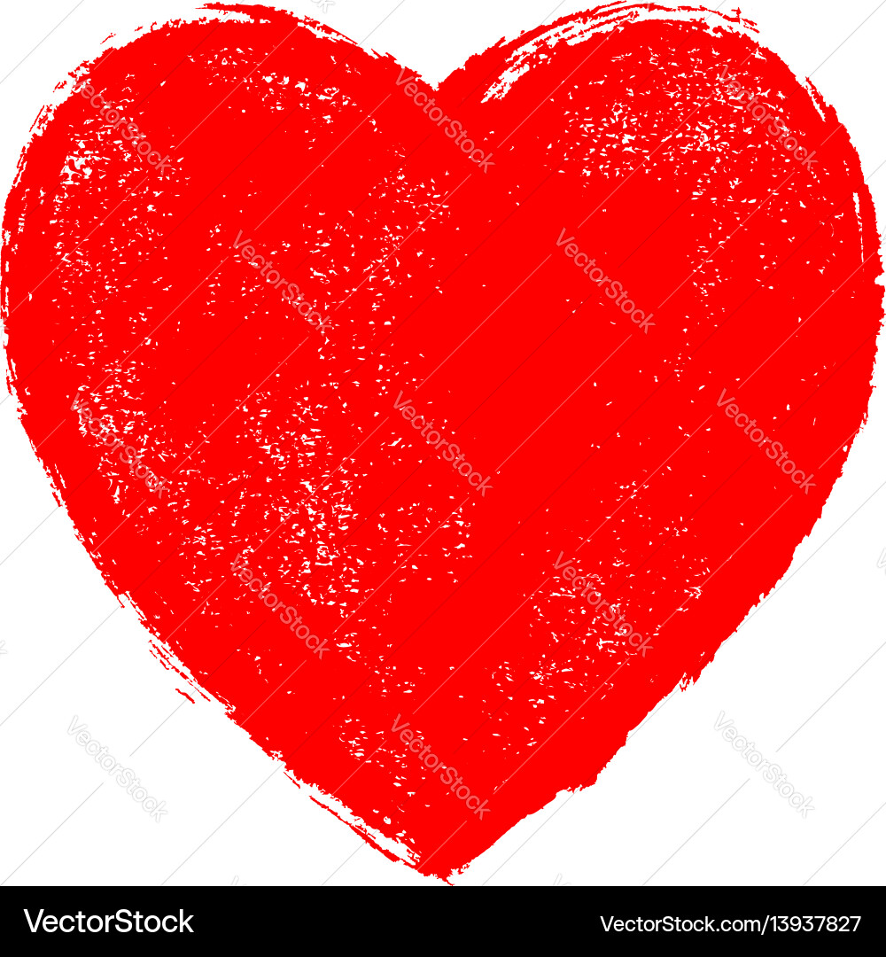 Red heart sign with paint texture Royalty Free Vector Image