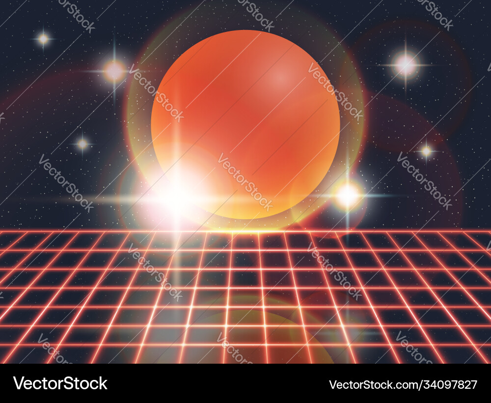 Retro 80s futuristic deep space design red laser Vector Image