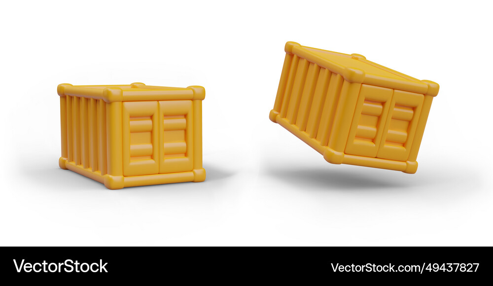 Set of closed cargo containers yellow large boxes Vector Image