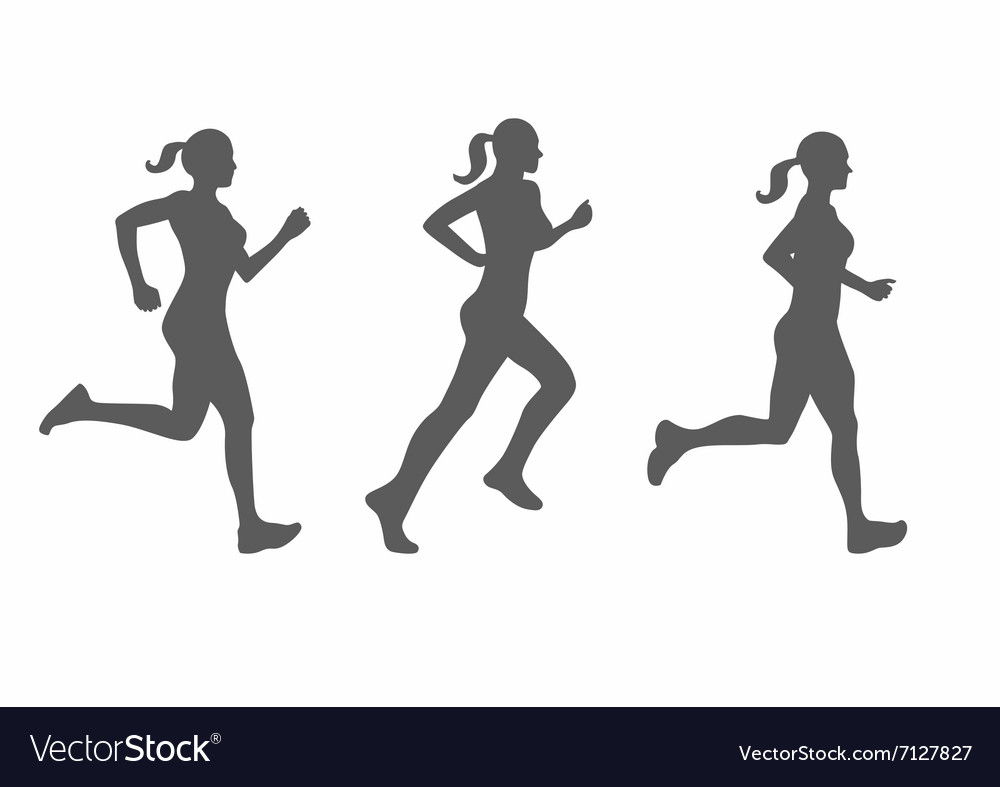 Silhouette of running woman Royalty Free Vector Image