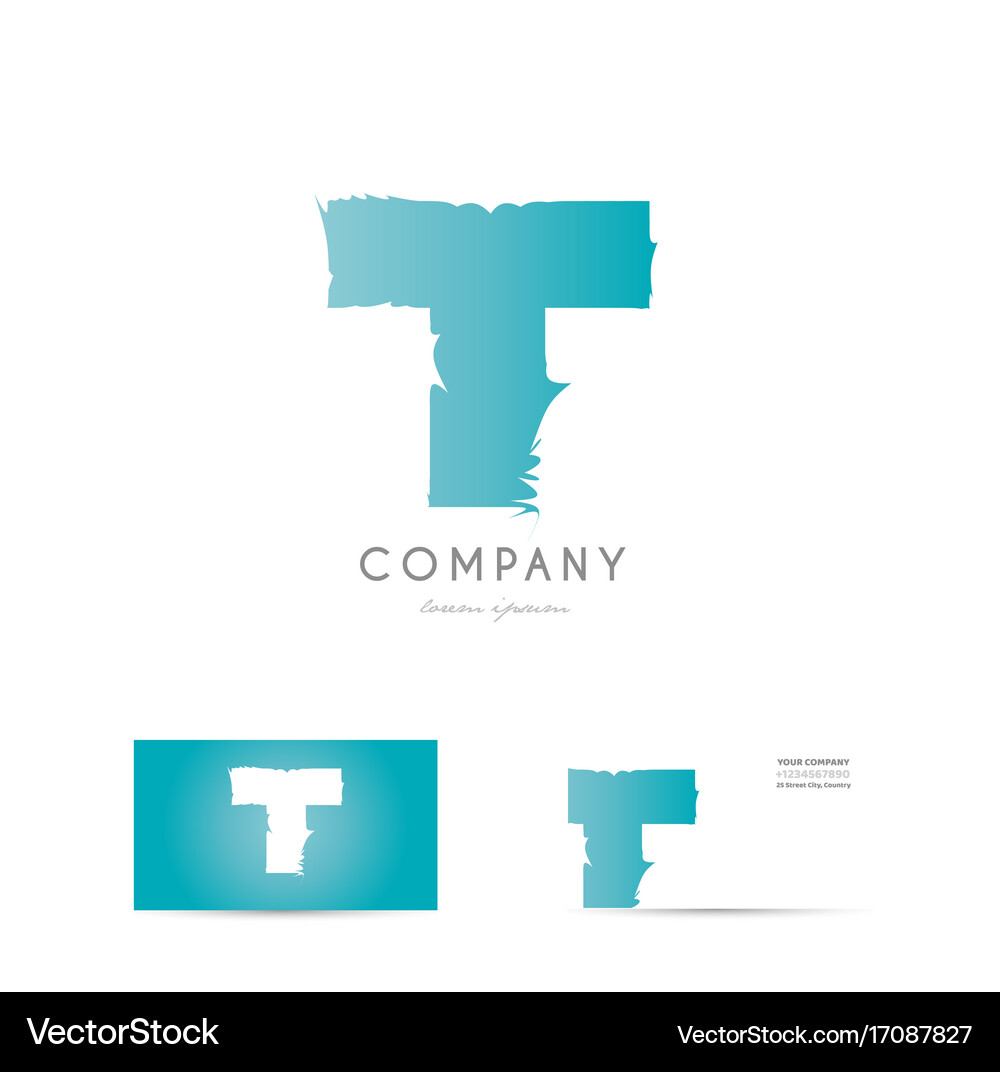 T blue letter alphabet logo icon design Royalty Free Vector